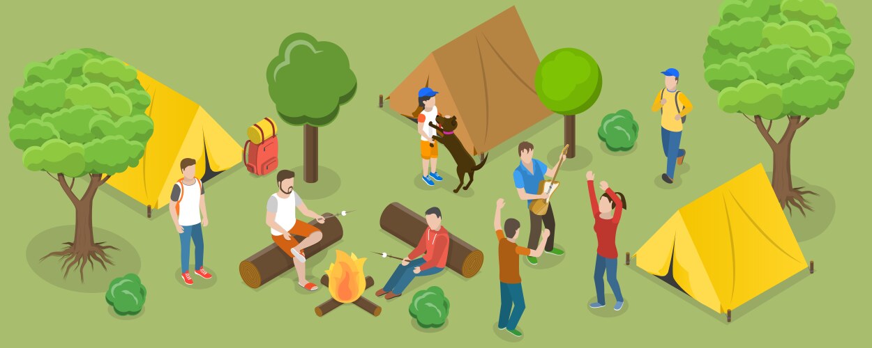 3d isometric flat of outdoor Royalty Free Vector Image