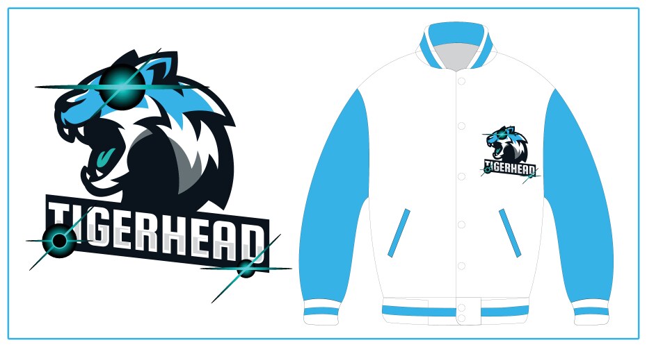 E sports logo with jacket mock up Royalty Free Vector Image