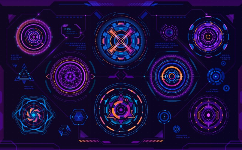 Circular digital hud visualisation data elements Vector Image