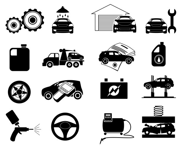 Six repair shop logos Royalty Free Vector Image