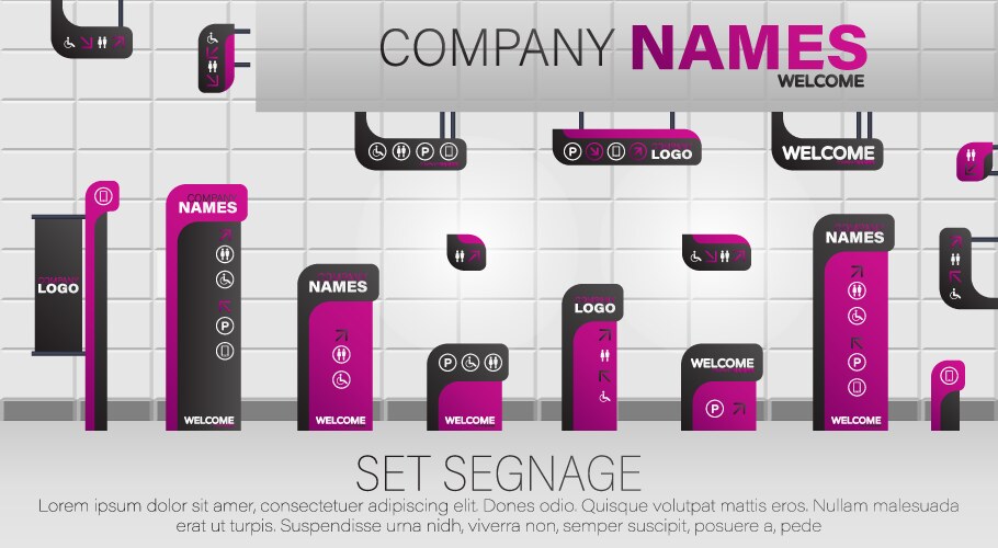 Exterior and interior signage concept direction Vector Image