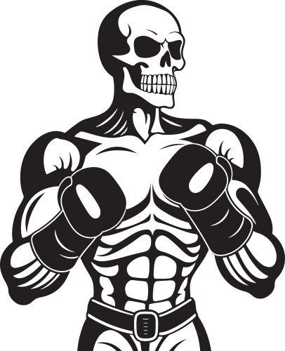 Bone buster skeleton boxing black logo icon skull Vector Image