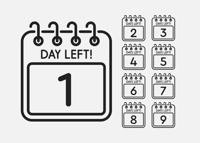 Countdown daily page calendar icon - 3 day left Vector Image