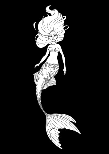 Graphic mermaid isolated on white background Vector Image