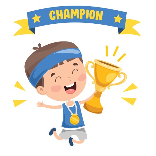 Kids celebrating championship win Royalty Free Vector Image