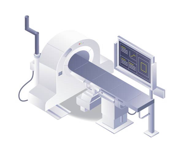 Medical equipment ecg machine patient flat Vector Image