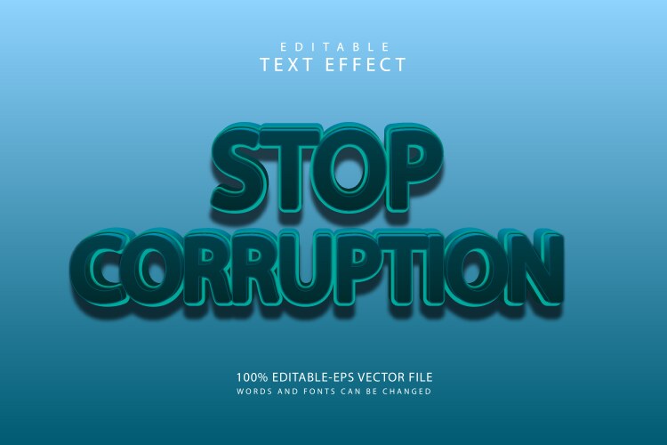 Stop corruption editable text effect 3 dimension Vector Image
