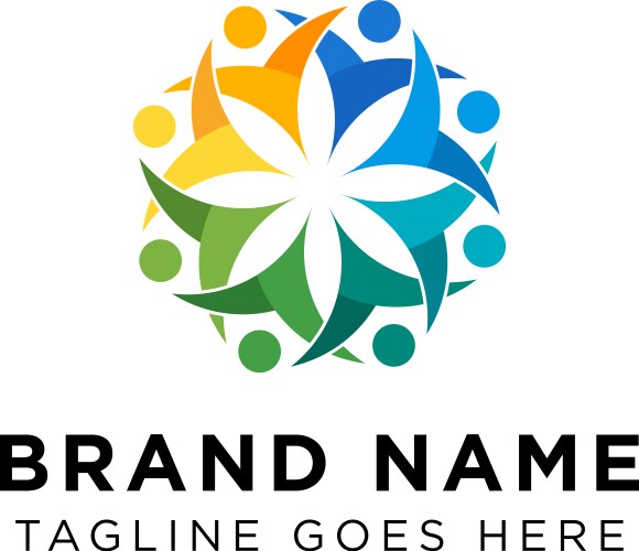 Happy business friends logo Royalty Free Vector Image