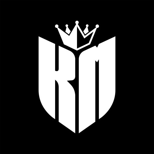 Km letter monogram with triangle curve shield Vector Image