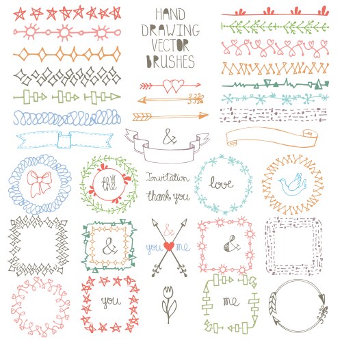 Hand drawn doodle love collection Royalty Free Vector Image