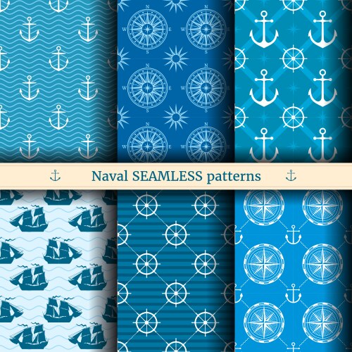 Marine patterns navy anchor blue sea texture Vector Image