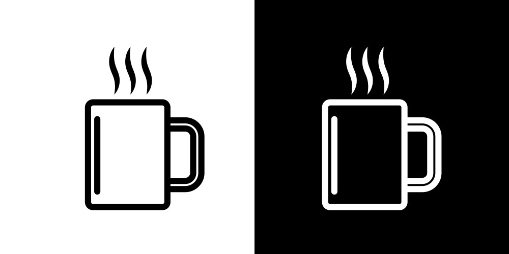 Mug icon set espresso coffee cup symbol in black Vector Image