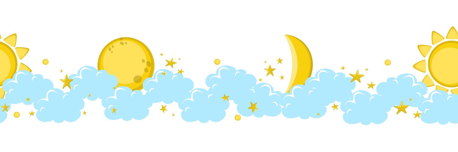 Seamless banner with moon moon stars among Vector Image