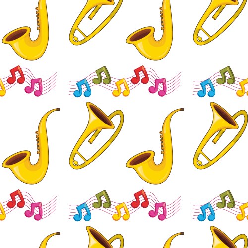 Golden trumpet with music notes in background Vector Image