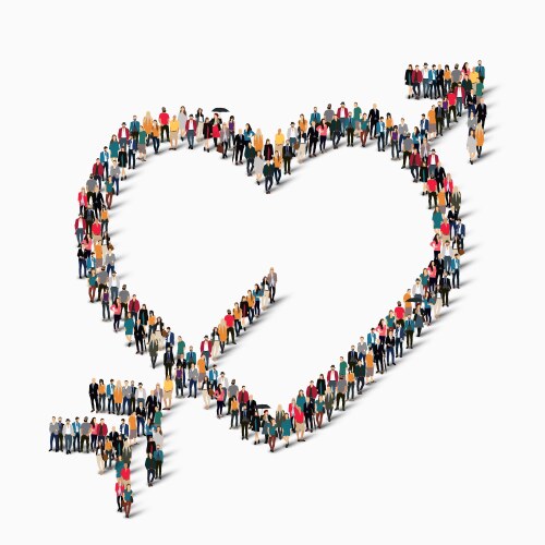 People community heart shape group love crowd Vector Image