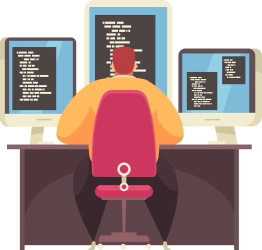 Programmer flat Royalty Free Vector Image - VectorStock