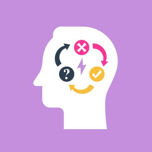 Intuitive decision making concept flat Royalty Free Vector