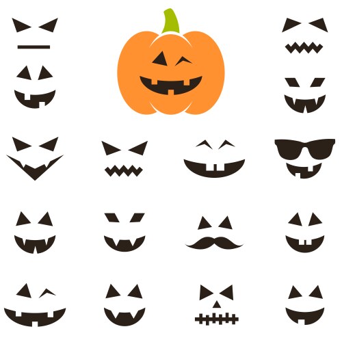 Pumpkin faces halloween jack o lantern face Vector Image