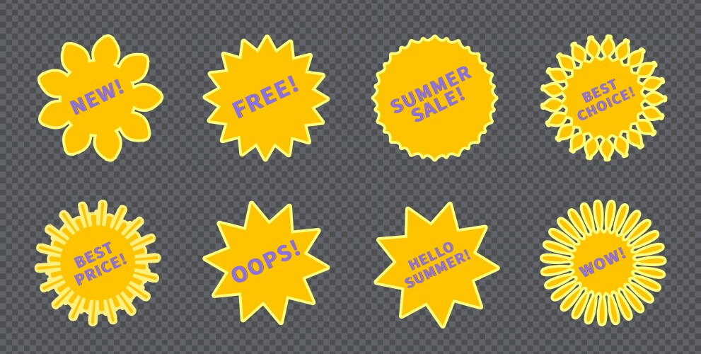 Yellow blank stickers promo set collection Vector Image