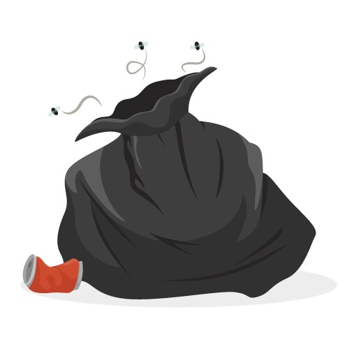 Black and white full trash bag silhouette Vector Image