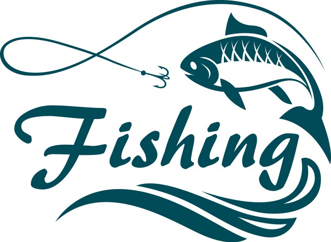 Classic fishing hook logo simple style Royalty Free Vector