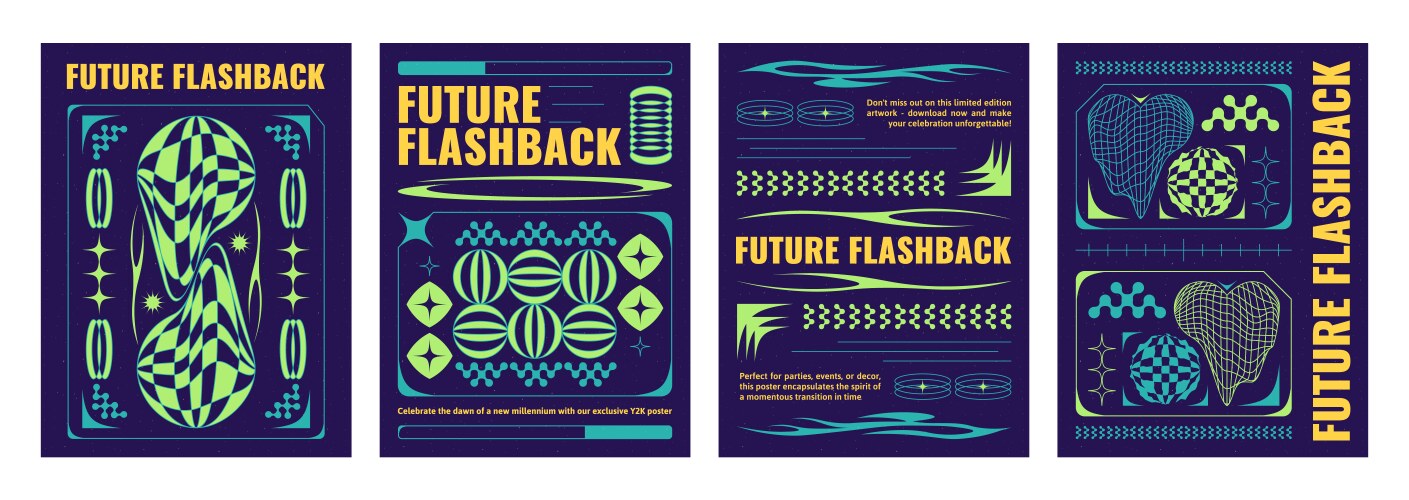 Poster template in modern y2k design style Vector Image