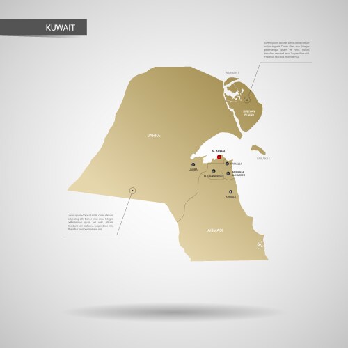 Kuwait map Royalty Free Vector Image - VectorStock