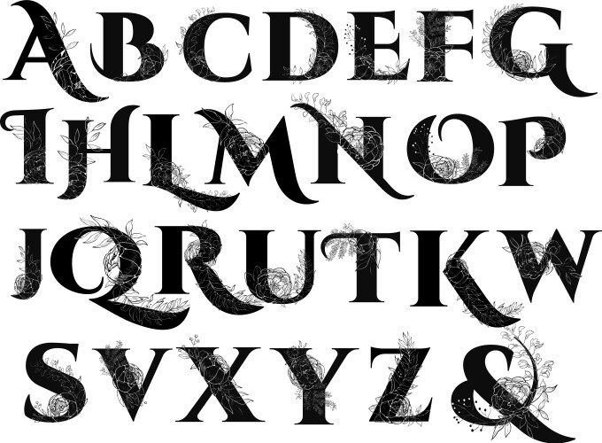 Vintage gothic alphabet Royalty Free Vector Image