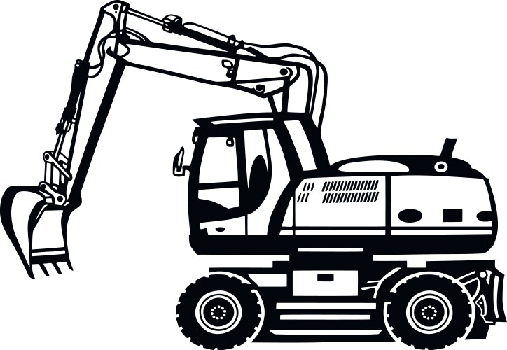 Excavator dig digger machine equipment Royalty Free Vector