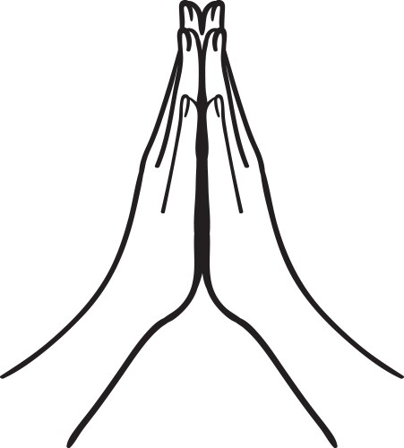 Hands palms together praying Royalty Free Vector Image