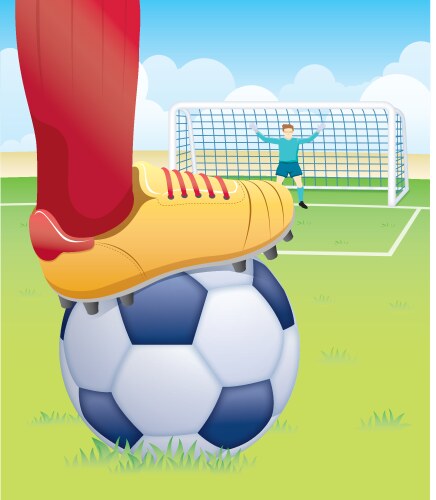 Penalty kick of soccer player on field stadium Vector Image