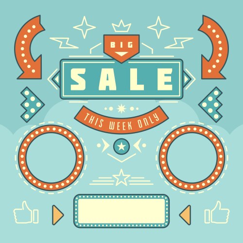 Retro american 1950s sign design elements set Vector Image