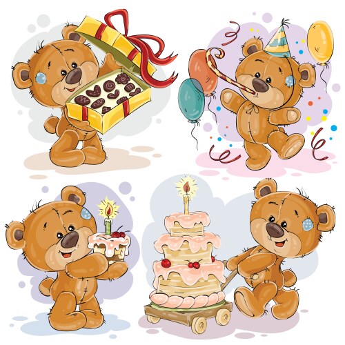 Cute Teddy Bear Birthday Clip Art Royalty Free Vector Image