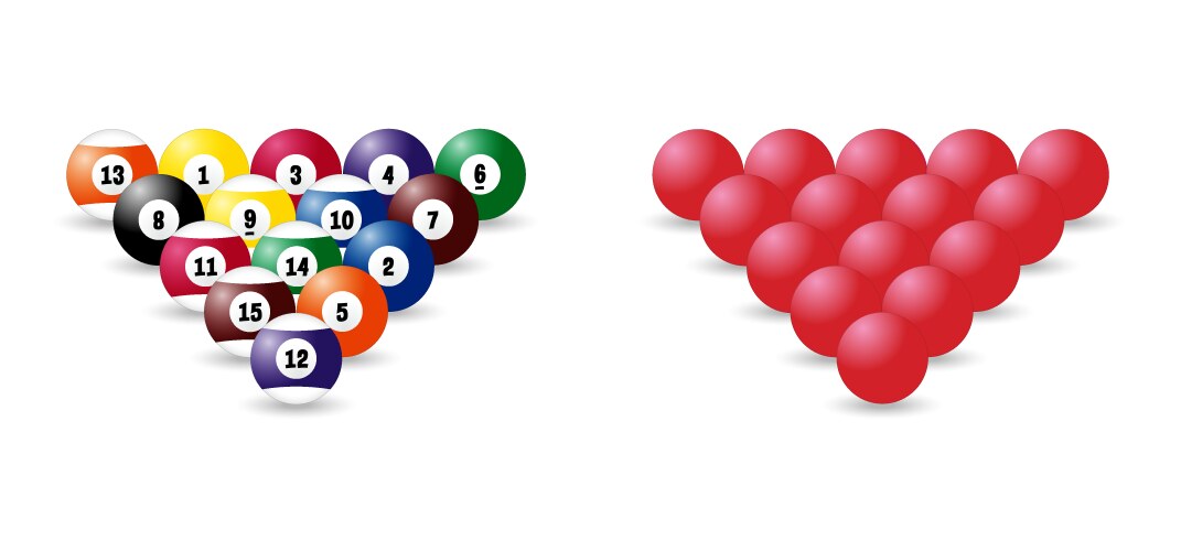 Billiard balls racked in triangle billiards Vector Image