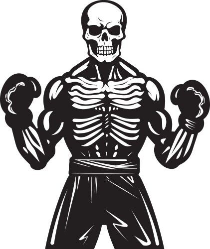Bone buster skeleton boxing black logo icon skull Vector Image