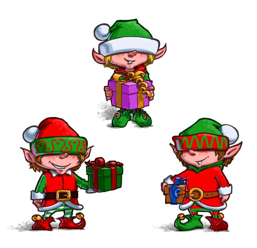 Cartoon Christmas Elves Vector Images (over 2,300)