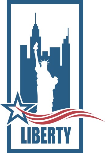 Statue of liberty with american flag Royalty Free Vector