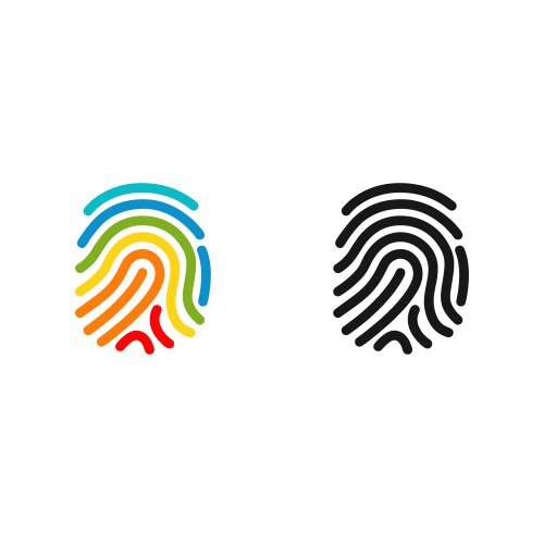Fingerprint biometric finger stamp logo template Vector Image