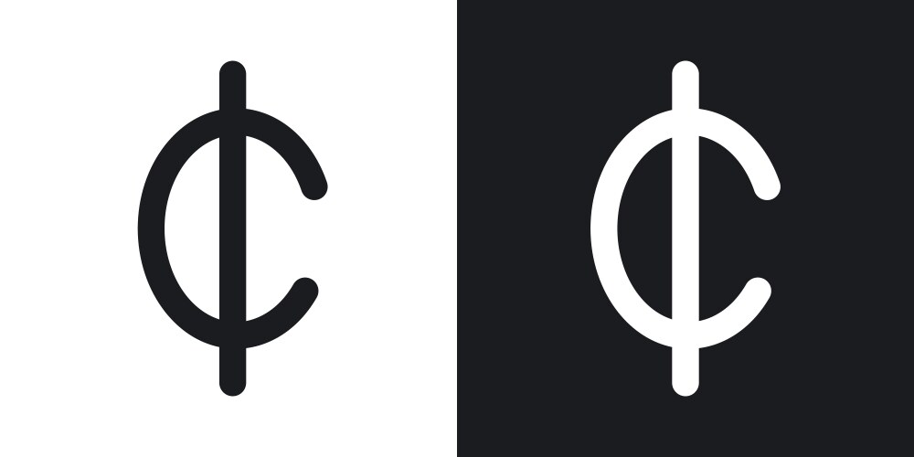Cedi sign set in black and blue colors Royalty Free Vector