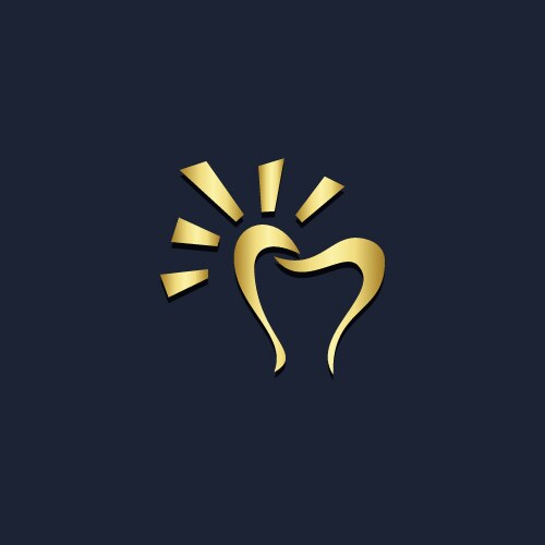 Dental tooth abstract gold logo Royalty Free Vector Image