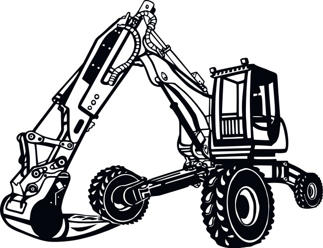 Excavator dig digger machine equipment Royalty Free Vector