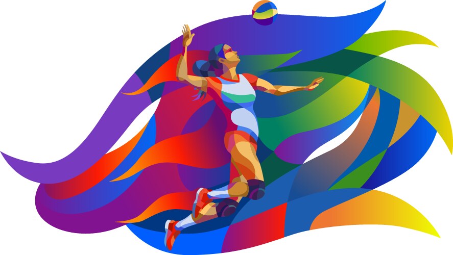 Volleyball player on attack Royalty Free Vector Image