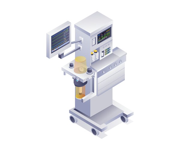 Medical equipment ecg machine patient flat Vector Image