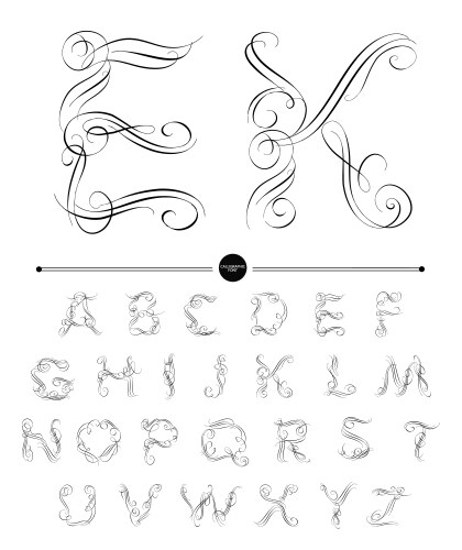 Calligraphic hand written uppercase alphabet Vector Image