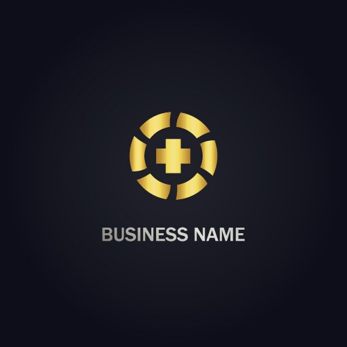 Medic cross gold leaf logo Royalty Free Vector Image