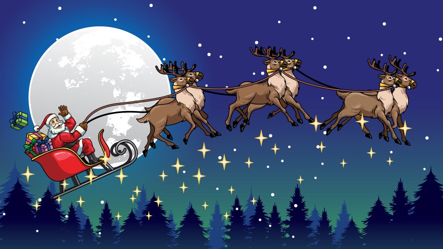 Santa claus riding his sleigh Royalty Free Vector Image