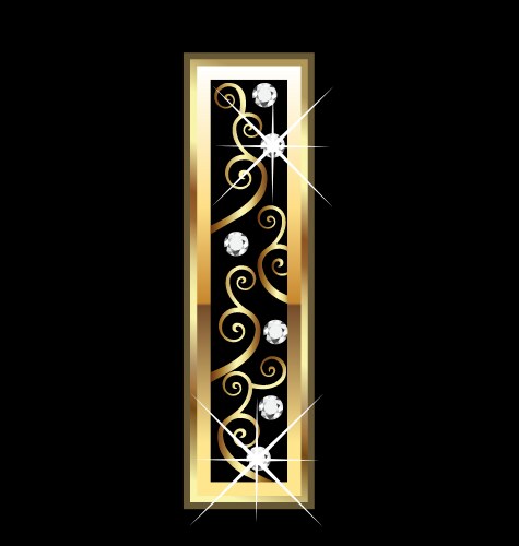 Gold Letter J with Swirls Royalty Free Vector Image