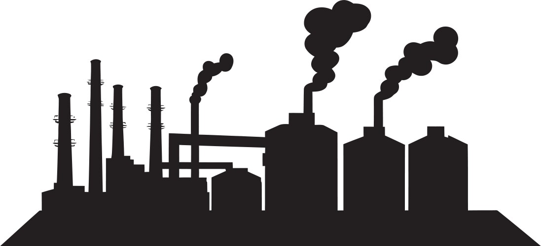 Robust output black logo for production factory Vector Image