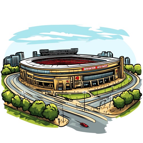 Comic hand-drawn of emirates stadium Royalty Free Vector