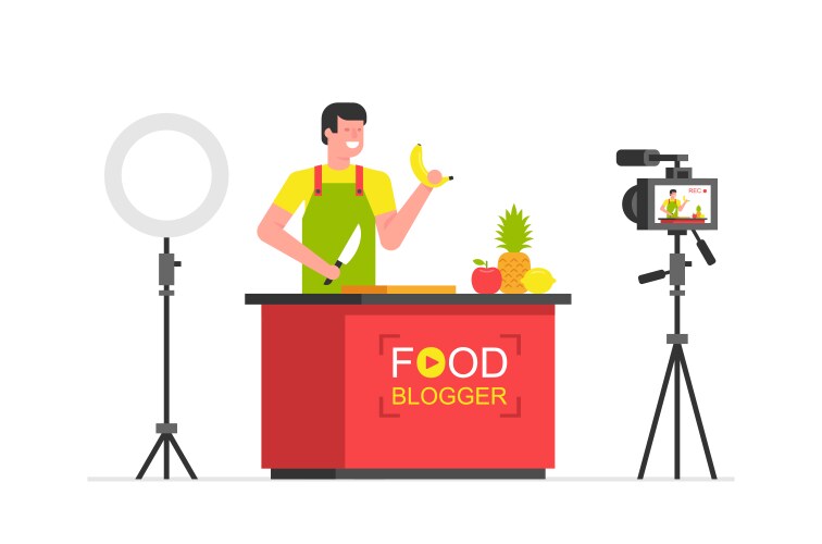 Man food blogger Royalty Free Vector Image - VectorStock